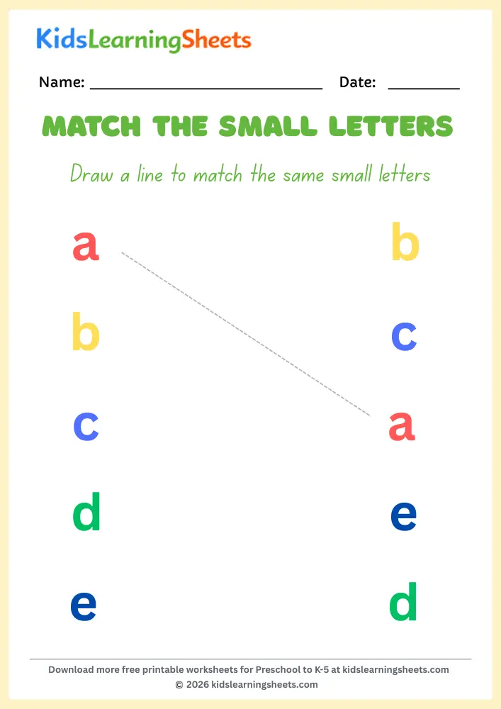 Match the Letters Worksheet – Free Printable for Kids